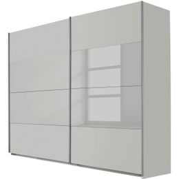 Schwebet&uuml;renschrank Rauch "Quadra Schlafzimmerschrank in vielen Breiten", grau (seidengrau, seidengrauglas), B:271cm H:230cm T:62cm, Holzwerkstoff, Schr&auml;nke, Schwebet&uuml;renschrank, Kleiderschrank Garderobenschrank Schrank mit Glaselementen