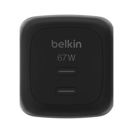 Belkin USB-Ladeger&auml;t "BoostCharge Pro 2-Port-USB-C-GaN-Charger (67 W)", schwarz, B:10,5cm H:4,5cm T:10,5cm, Ladeger&auml;te, USB-Ladeger&auml;t