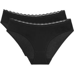 Tai-Slip Triumph "Feel Of Cotton", Damen, Gr. 44, schwarz, Microtouch, Obermaterial: 86% Polyamid, 14% Elasthan, k&ouml;rpernah, Unterhosen Tai-Slip, weich, ohne Seitennaht, schmales Spitzenband, Topseller