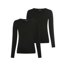 Langarmshirt YSABEL MORA, Damen, Gr. XL, schwarz, Single Jersey, Obermaterial: 95% Baumwolle, 5% Elasthan, figurbetont h&uuml;ftlang, Rundhals, Shirts Langarmshirt, Rundhals-Ausschnitt, weich, Baumwollmix, elastisch