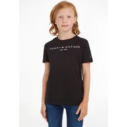 T-Shirt Tommy Hilfiger "ESSENTIAL TEE", Jungen, Gr. 3/98, schwarz, Obermaterial: 100% Baumwolle, bedruckt, Basic schmal, Rundhals, Shirts T-Shirt, f&uuml;r Jungen und M&auml;dchen