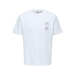 Only & Sons T-Shirt ONLY & SONS "ONSFRED LIFE RLX SS PRINT TEE NOOS", Herren, Gr. XXL, hellwei&szlig; print:conichiwa toad, Jersey, Obermaterial: 100% Baumwolle, bedruckt, relaxed fit normal, Rundhals, Shirts T-Shirt, Baumwolle, relaxed fit