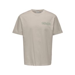 Only & Sons T-Shirt ONLY & SONS "ONSFRED LIFE RLX SS PRINT TEE NOOS", Herren, Gr. S, silber lining print:citros, Jersey, Obermaterial: 100% Baumwolle, bedruckt, relaxed fit normal, Rundhals, Shirts T-Shirt, Baumwolle, relaxed fit