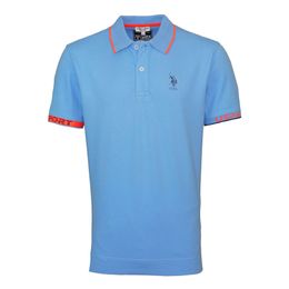 U.S. Polo Assn. Poloshirt 'Caad' Herren Gr&ouml;&szlig;e XL hellblau / rot / schwarz