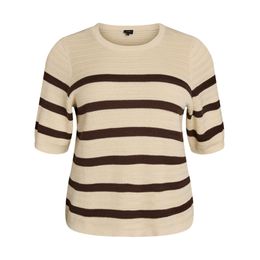 ZIZZI Pullover 'MELSA' Damen Gr&ouml;&szlig;e XXXL beige / schwarz