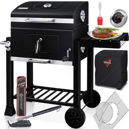 Kesser&reg; Grill Grillwagen XXL Holzkohlegrill mit Deckel, R&auml;dern, Edelstahl-Griff, Grillrost und Thermometer Holzkohle kohlegrill Wagen gro&szlig; Kohle BBQ Barbeque Camping, Terrasse, Garten
