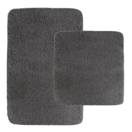 NYVI Badematte NYVISpa Lasalle - Badezimmerteppich - Rutschfest, Saugf&auml;hig, Schnell Trocknend, Fu&szlig;bodenheizung geeignet, Waschbar, Weich Farbe:Grau;Gr&ouml;&szlig;e:Set 45x50 + 50x80 cm