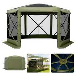 VEVOR Pop-up-Pavillon, 3,6x3,6 m, gro&szlig;es 6-seitiges Campingzelt mit abnehmbarem Dach & Tragetasche, Partyzelt, Sonnenschutz f&uuml;r 8-10 Personen, f&uuml;r Garten & Terrasse, Gr&uuml;n