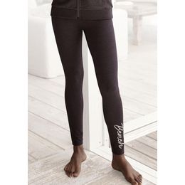 BENCH. LOUNGEWEAR Leggings grau Gr. 40/42 f&uuml;r Damen. Mit Logostickerei, Logoschriftzug. Figurbetont. Nachhaltig.