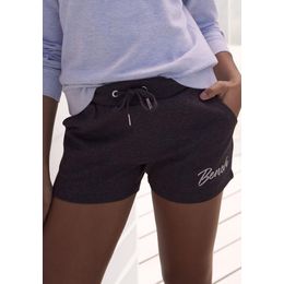 BENCH. LOUNGEWEAR Relaxshorts grau Gr. 32/34 f&uuml;r Damen. Mit Logostickerei, Logoschriftzug. Basic. Nachhaltig.
