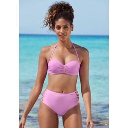 Venice Beach B&uuml;gel-Bandeau-Bikini-Top 'Anna' lila Gr. 36 Cup C. Mit Flechtdetails. Mit B&uuml;gel Und Mit Seitlichen St&auml;bchen