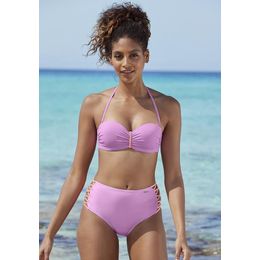 Venice Beach B&uuml;gel-Bandeau-Bikini-Top 'Anna' lila Gr. 40 Cup D. Mit Flechtdetails. Mit B&uuml;gel Und Mit Seitlichen St&auml;bchen