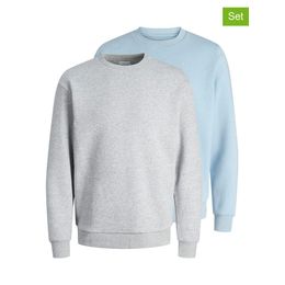 Jack & Jones Jack & Jones 2er-Set: Sweatshirts "Bradley" in Hellblau/ Grau - 28% | Gr&ouml;&szlig;e L | Herren-plussize