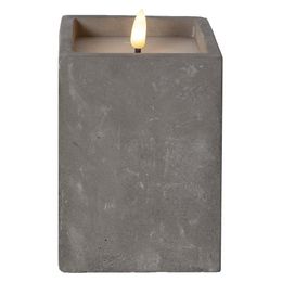 STAR TRADING LED-Kerze "Flamme Cem" in Grau - (B)8,5 x (H)14 x (T)8,5 cm - 30% | Kerzen-vasen