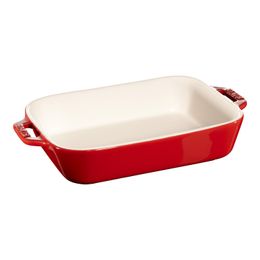 Staub Ceramique Auflaufform 20 x 16 cm, rechteckig, Kirsch-Rot, Keramik