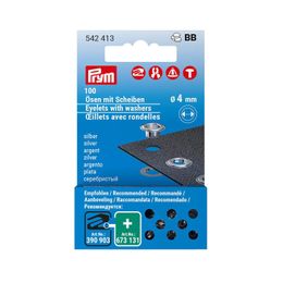 Prym N&auml;hfrei-&Ouml;sen mit Scheiben, Gr&ouml;&szlig;e: 4 mm &Oslash;, Inhalt: 100 St&uuml;ck