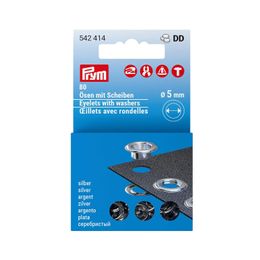 Prym N&auml;hfrei-&Ouml;sen mit Scheiben, Gr&ouml;&szlig;e: 5 mm &Oslash;, Inhalt: 80 St&uuml;ck