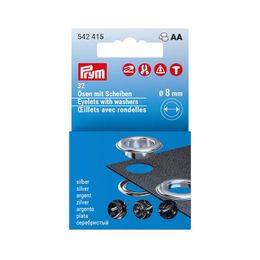 Prym N&auml;hfrei-&Ouml;sen mit Scheiben, Gr&ouml;&szlig;e: 8 mm &Oslash;, Inhalt: 32 St&uuml;ck