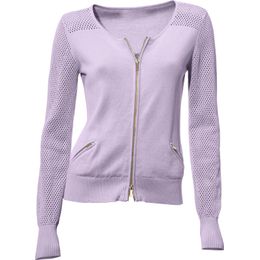Heine Damen Feinstrickjacke mit 2-Wege-Rei&szlig;verschluss flieder Gr&ouml;&szlig;e 46