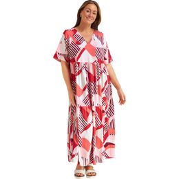 sheego Damen A-Linien-Kleid mit Grafikprint erdbeere-koralle-bedruckt Gr&ouml;&szlig;e 58