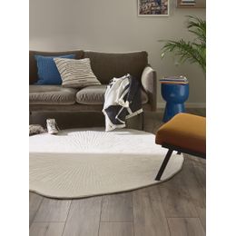 benuta Pop Waschbarer Kurzflor Teppich Pam Cream &oslash; 120 cm rund - Moderner Kurzflor-Teppich f&uuml;r Wohnzimmer