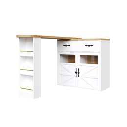 ABRIHOME Ausziehbarer Sideboard in Wei&szlig; 138-204x39x104 cm drehbar | Gr.: onesize