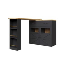 ABRIHOME Ausziehbarer Sideboard in Schwarz 138-204x39x104 cm drehbar | Gr.: onesize