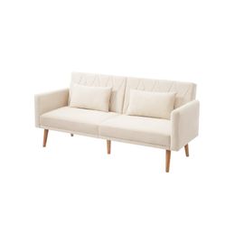 ABRIHOME Zweisitzer Schlafsofa in Beige mit Goldenen F&uuml;&szlig;en 3-Fach Verstellbar | Gr.: onesize
