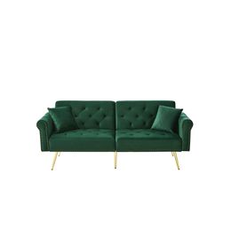 ABRIHOME Modernes Schlafsofa in Gr&uuml;n&ndash; Samtbezug mit Goldenen F&uuml;&szlig;en, 3-Fach Verstellbar | Gr.: onesize