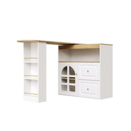 ABRIHOME Sideboard in Wei&szlig; mit 2 Schubladen Snackregal und Bogenglas | Gr.: onesize