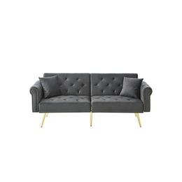 ABRIHOME Modernes Schlafsofa in Grau &ndash; Samtbezug mit Goldenen F&uuml;&szlig;en, 3-Fach Verstellbar | Gr.: onesize