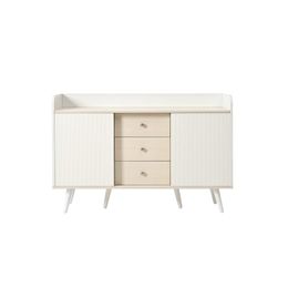 ABRIHOME Sideboard in Wei&szlig; mit 3 Schubladen und Stauraumregalen 117,5x40x80 cm | Gr.: onesize