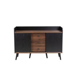 ABRIHOME Sideboard in Schwarz mit 3 Schubladen und Stauraumregalen 117,5x40x80 cm | Gr.: onesize