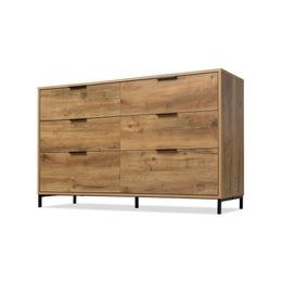 ABRIHOME Kommode in Dunkleiche mit 6 Schubladen, 120x40x76 cm | Gr.: onesize