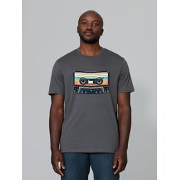 wat? Apparel T-Shirt Retro Kassette in Grau | Gr.: 54