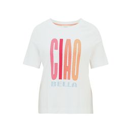 Cartoon Printshirt mit Rundhalsausschnitt in Patch Cream/Pink | Gr.: 36