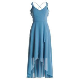 Vera Mont Abendkleid mit Volant in Shiny Bluestone | Gr.: 40