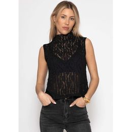 SASSYCLASSY Spitzen-Top mit Stehkragen in Schwarz | Gr.: L