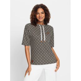 WITT WEIDEN Sweatshirt in beige-schwarz-bedruckt | Gr.: 48