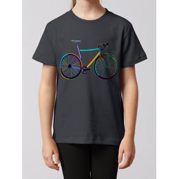 wat? Apparel T-Shirt Fahrrad by night in Grau | Gr.: 152-164
