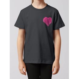 wat? Apparel T-Shirt Pink Heart in Grau | Gr.: 134-146