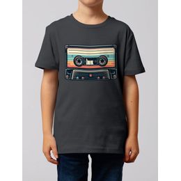 wat? Apparel T-Shirt Retro Kassette in Grau | Gr.: 152-164