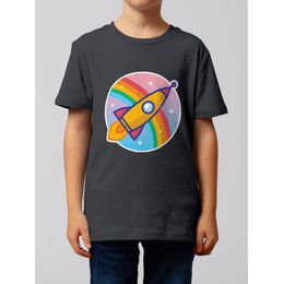 wat? Apparel T-Shirt Cartoon Rakete in Grau | Gr.: 152-164
