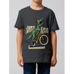 wat? Apparel T-Shirt T-Rex Fahrrad in Grau | Gr.: 152-164