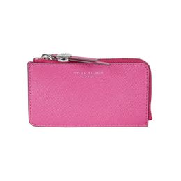 Tory Burch Portemonnaie - Textured Leather Zip-Around Wallet With Embossed B - Gr. unisize - in Rosa - f&uuml;r Damen