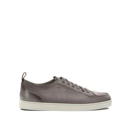 Santoni Low-Top Sneaker - Muted Taupe Leather Slip-On Sneakers With Contrast - Gr. 10 - in Grau - f&uuml;r Damen