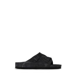 Birkenstock Loafer - Low-Profile Suede Slippers With Wrap-Around Flap - Gr. 43 (EU) - in Schwarz - f&uuml;r Damen