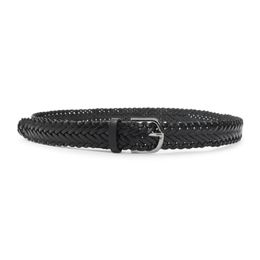 Giorgio Armani G&uuml;rtel - Braided Leather Belt With Polished Metal Buckle - Gr. 95 - in Schwarz - f&uuml;r Damen