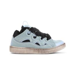Lanvin Low-Top Sneaker - Light Blue Suede Sneakers With Worn Vintage Aesthe - Gr. 45 (EU) - in Grau - f&uuml;r Damen