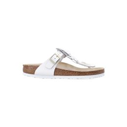 Birkenstock Sandalen - Gizeh White Leather Flower Sandals - Gr. 36 (EU) - in Beige - f&uuml;r Damen